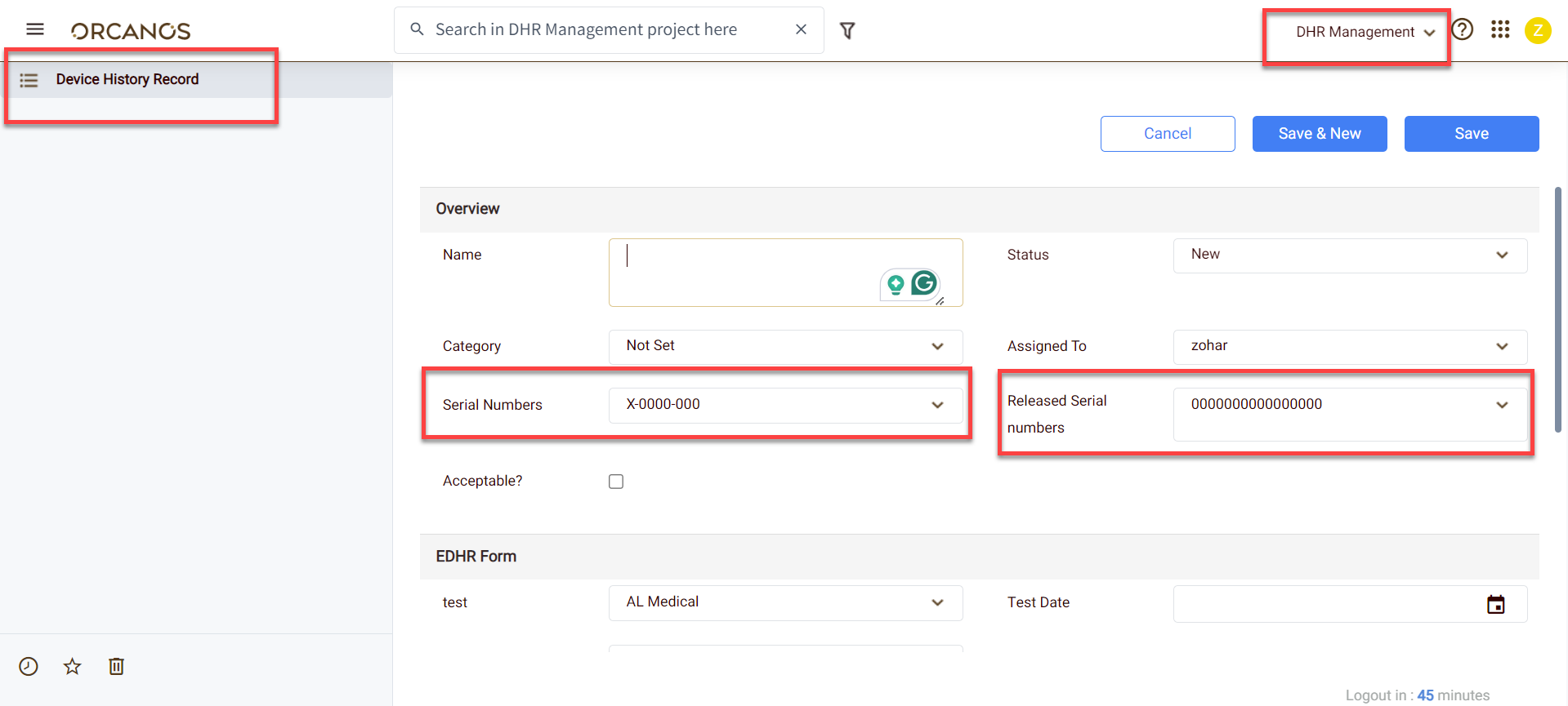 Adding new e-DHR Automation - Orcanos Helpcenter